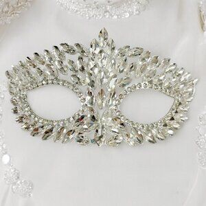 Handmade | Jewelry | Silver Masquerade Mask Clear Crystal Mask ...